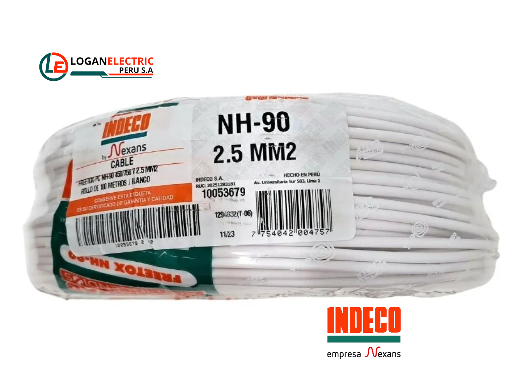 CABLE NH-90 2,5MM INDECO BLANCO 100MTS - Loganelectric