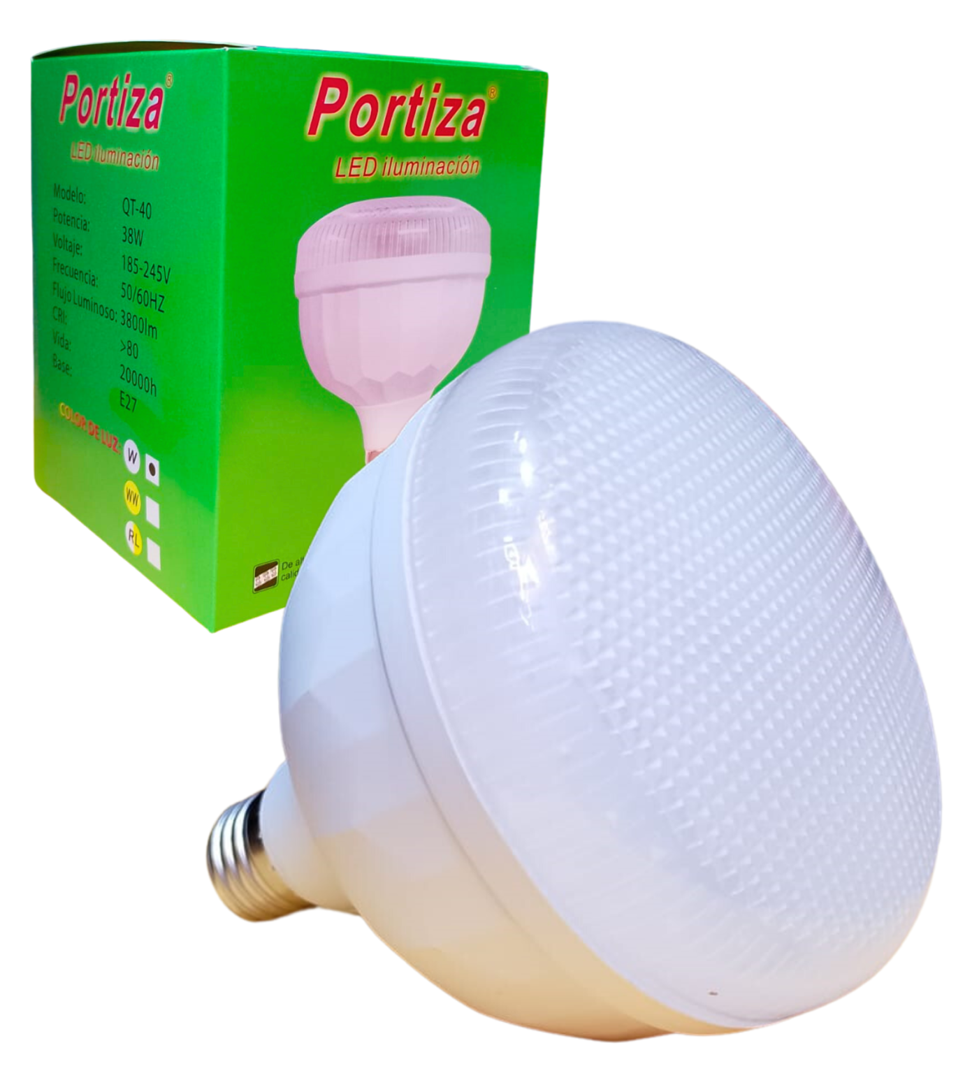 FOCO LED BOTELLA 38W PORTIZA QT-40 6500K - Loganelectric